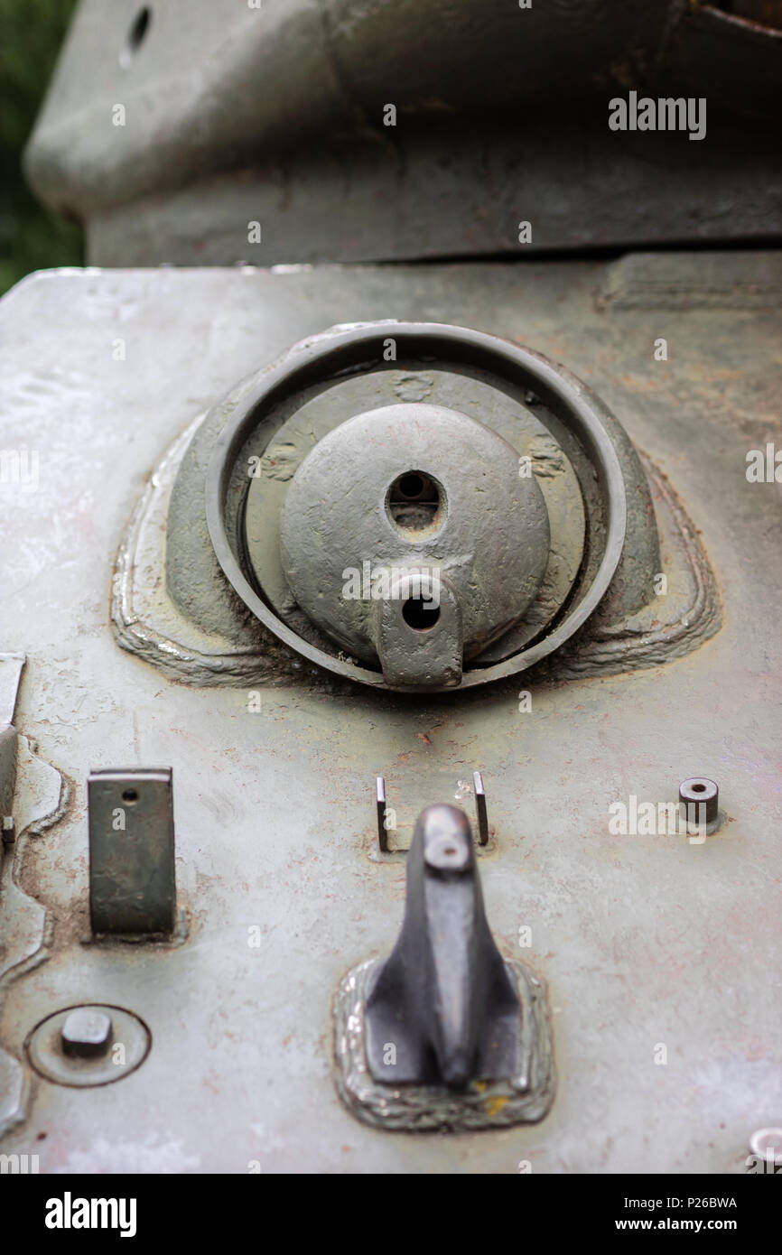 Old russian tank in an outdoor museum. Armed military forces in old ...