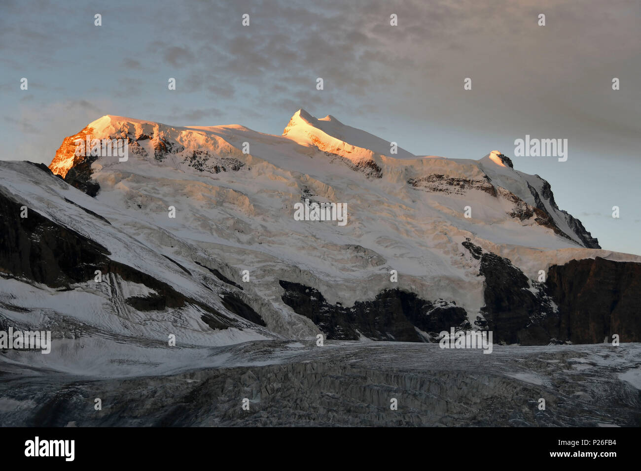 North Face of Grand Combin at sunrise, Switzerland, Swiss Stock Photo ...