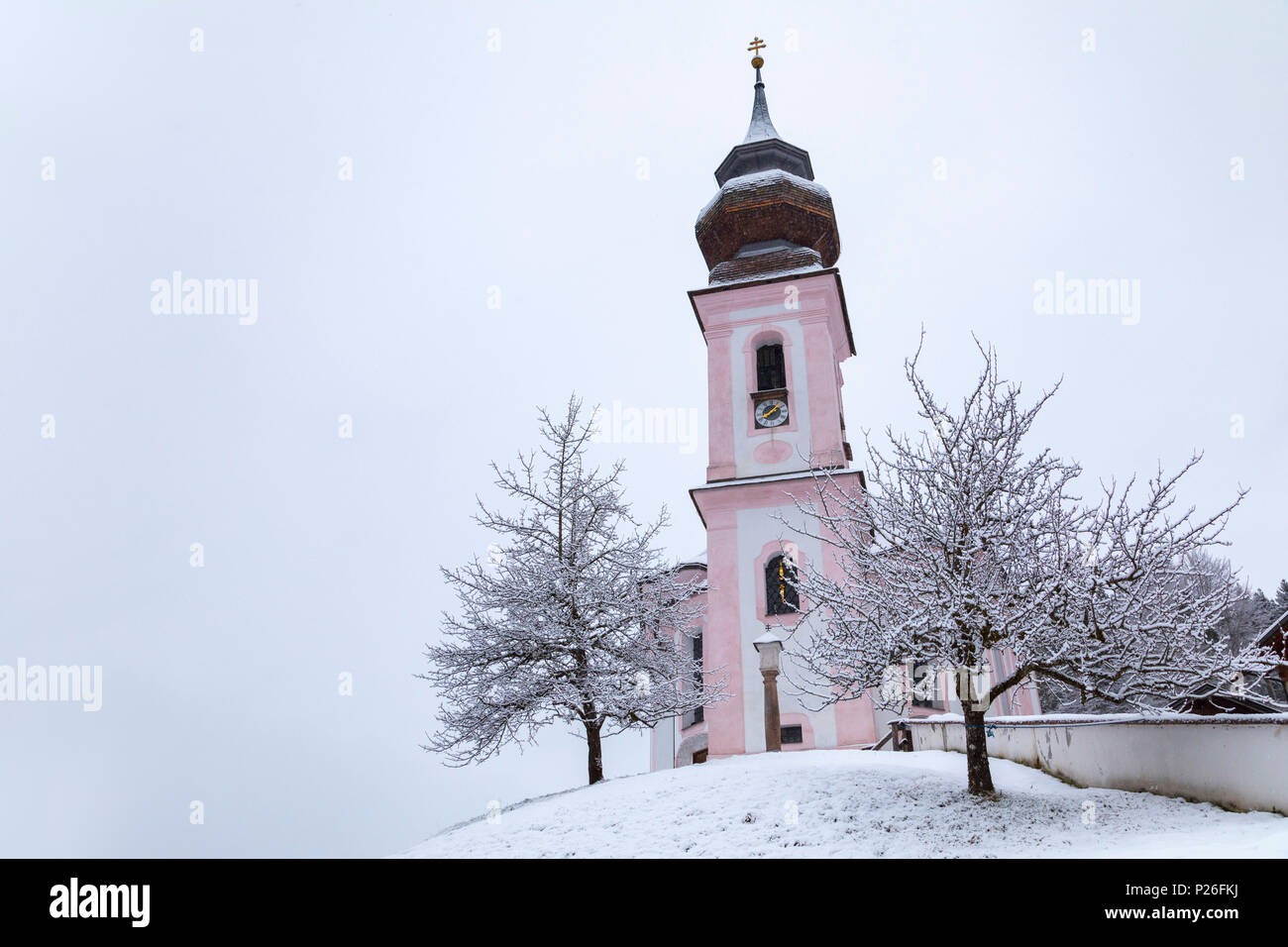 Pilgrimage church Maria Gern in winter, Berchtesgaden, Bavaria, Germany ...