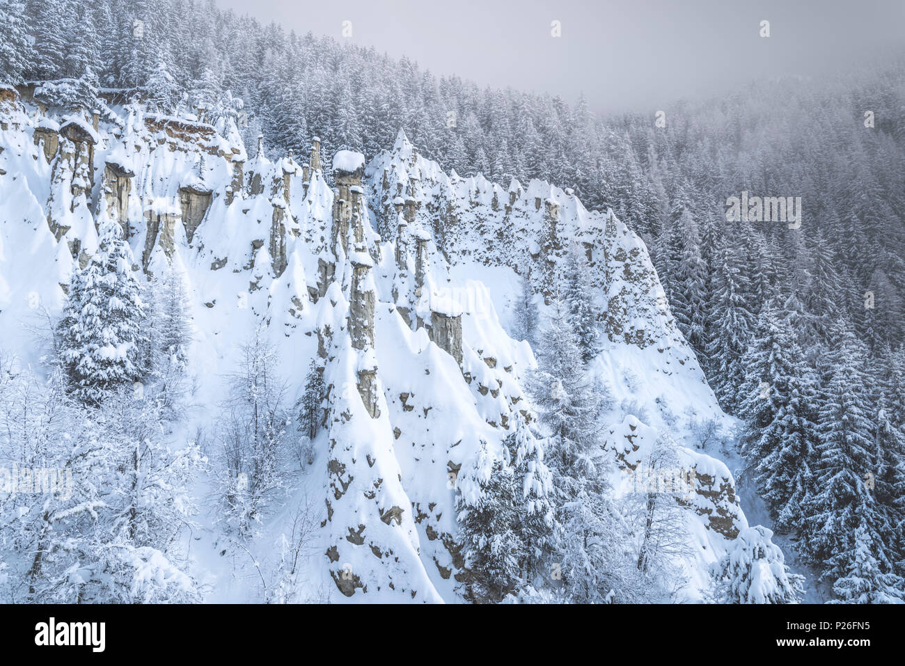 Perca/Percha, province of Bolzano, South Tyrol, Italy, Europe. Winter ...