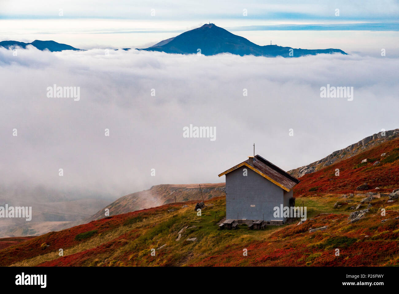 Mount Cimone emerges from the clouds, Corno alle scale, Appennines ...