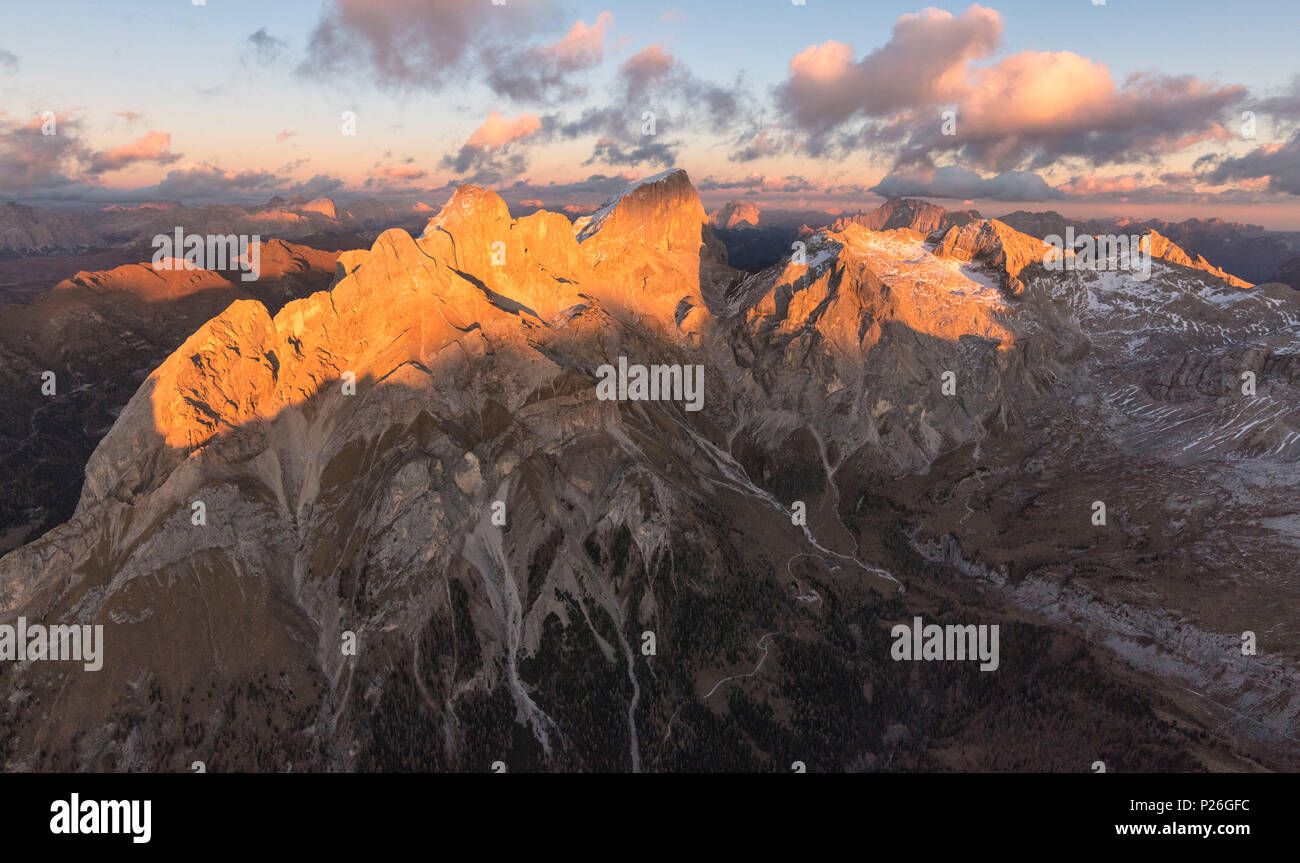 Aerial view of Marmolada, Gran Vernel, Sasso Vernale and Cima Ombretta ...