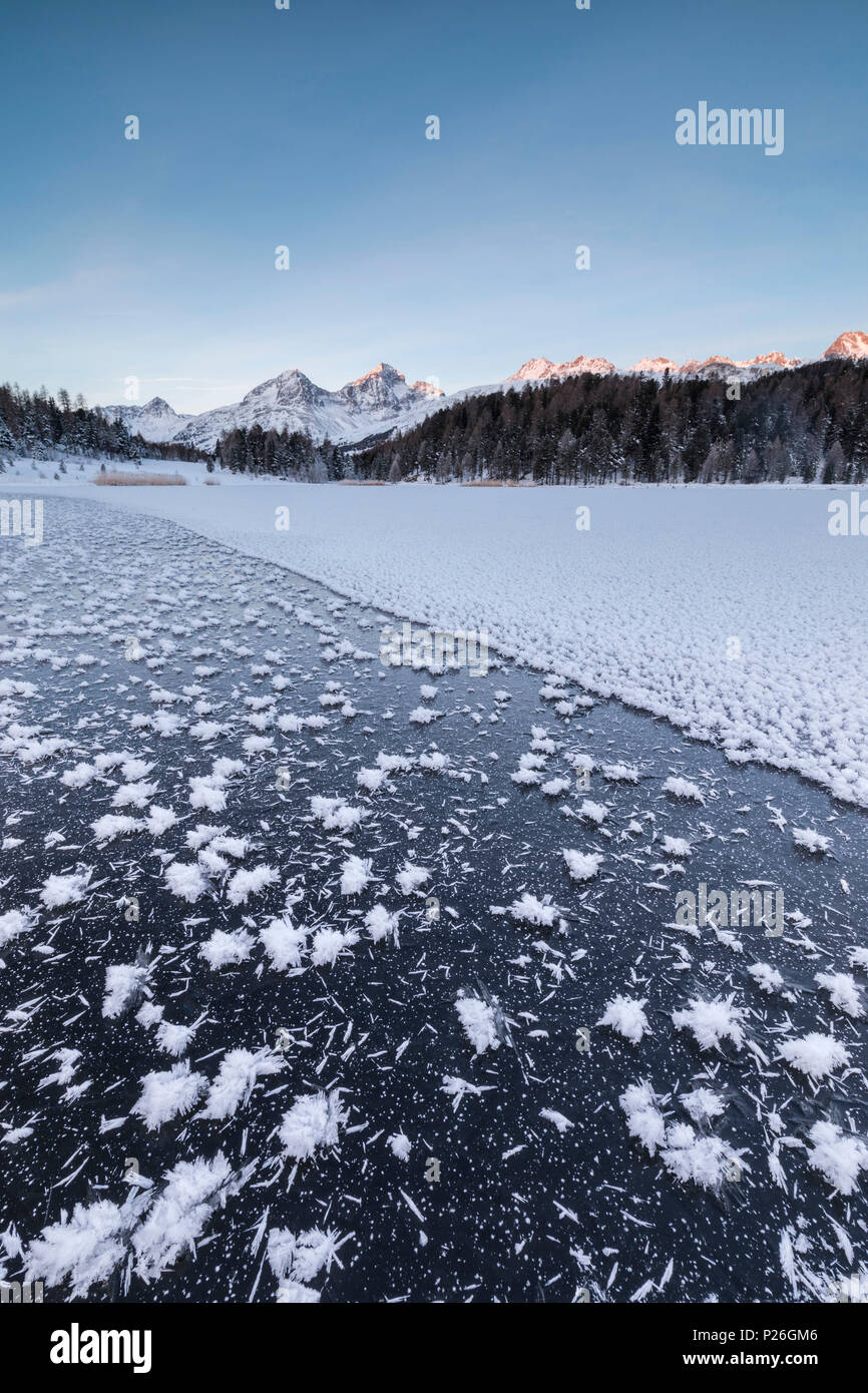 Ice crystals, Lej da Staz, St Moritz, canton of Graubünden, Engadine ...