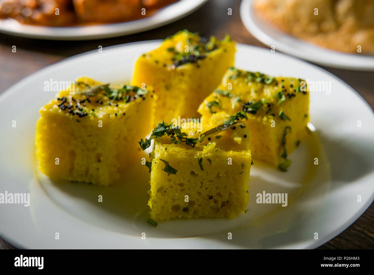 Yellow Indian semolina and lentil cakes with coriander and mustard ...