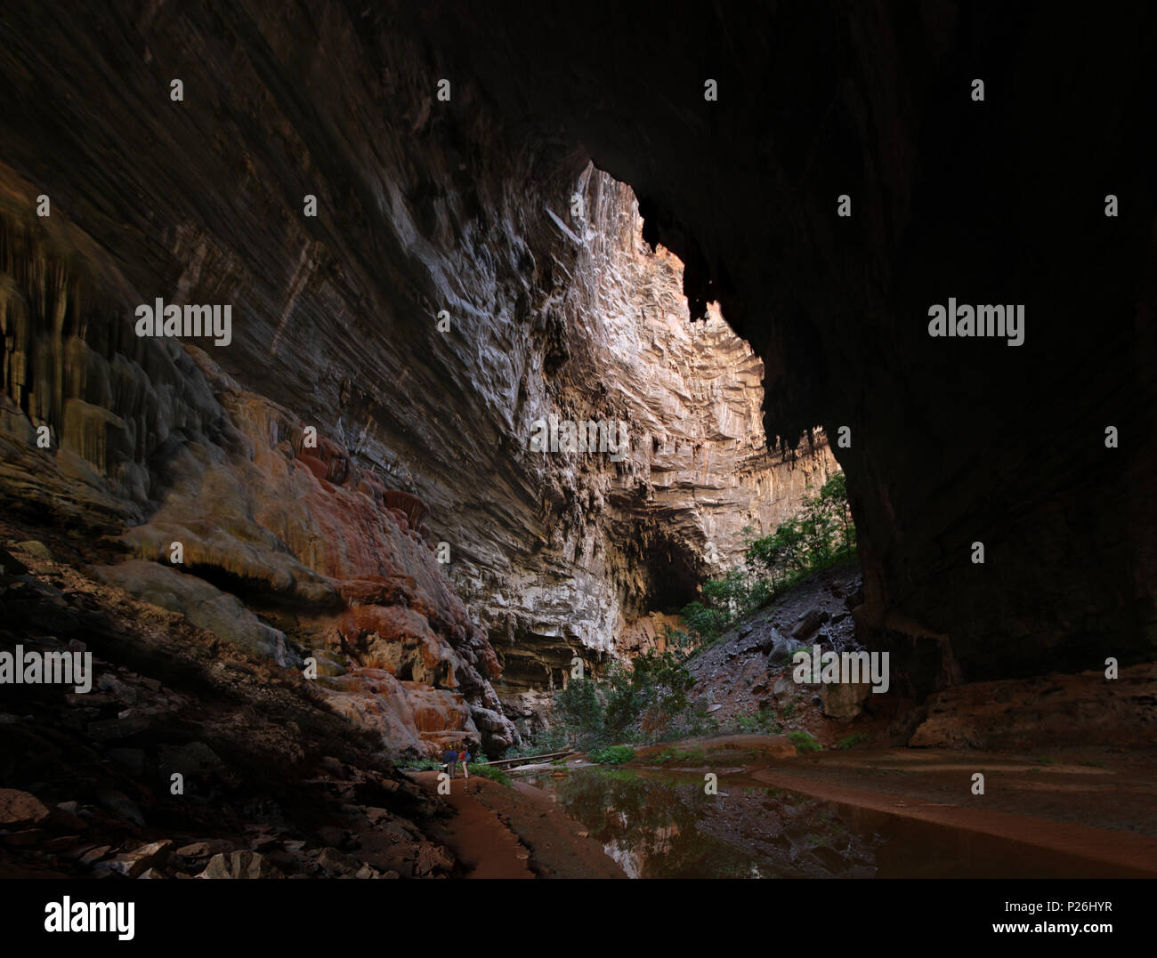 The entrance of a cave in southeast Brazil with researchers ready to ...