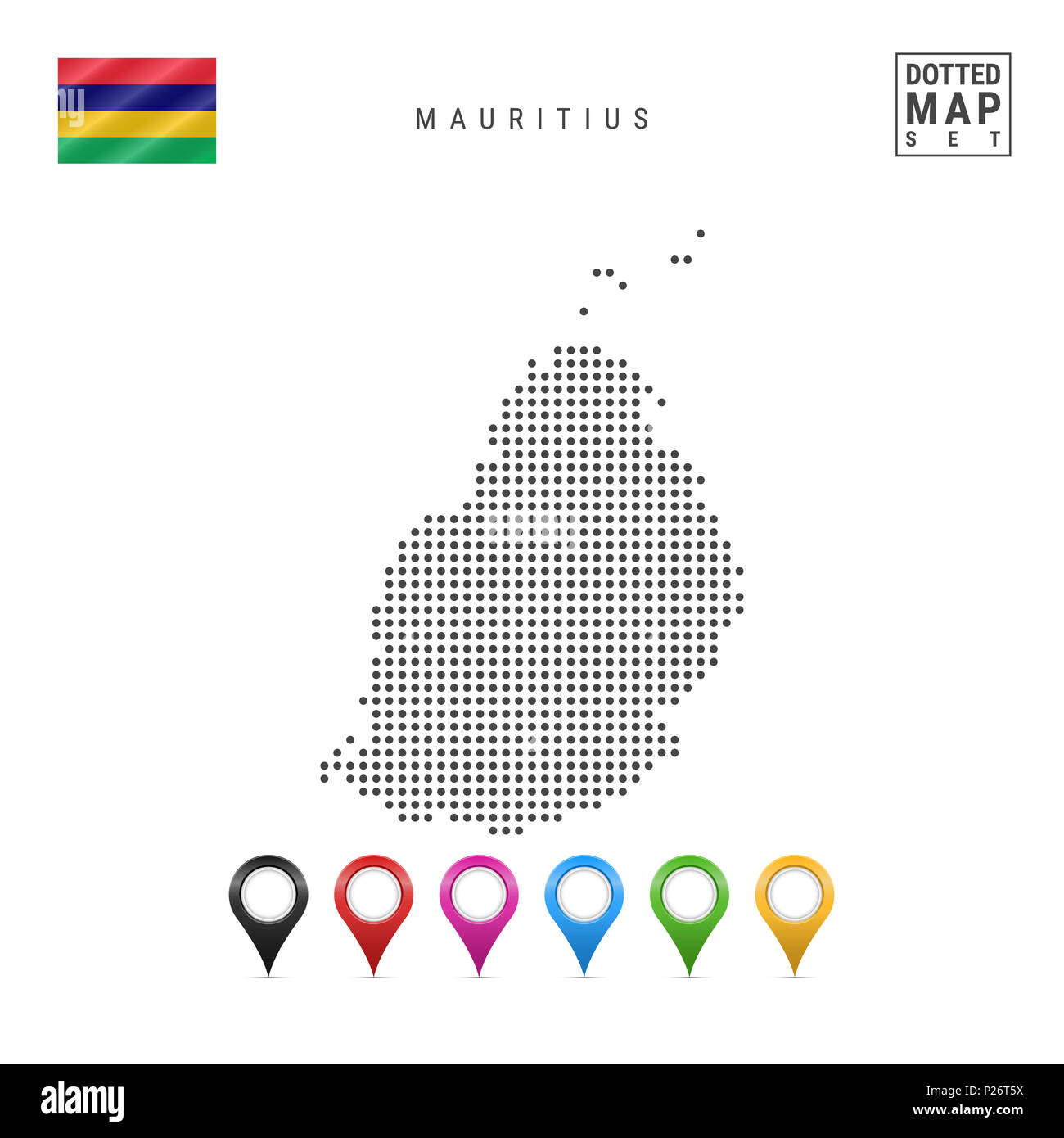 Dotted Map of Mauritius. Simple Silhouette of Mauritius. The National ...