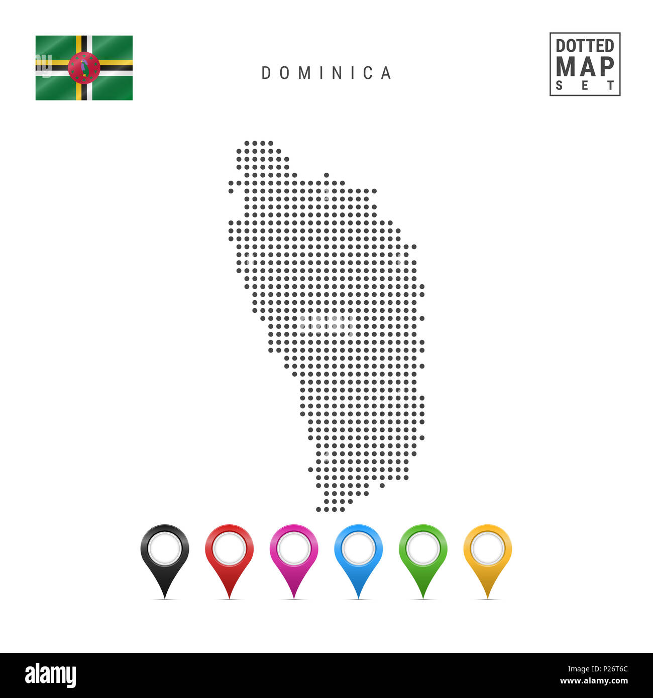 Dotted Map of Dominica. Simple Silhouette of Dominica. The National ...