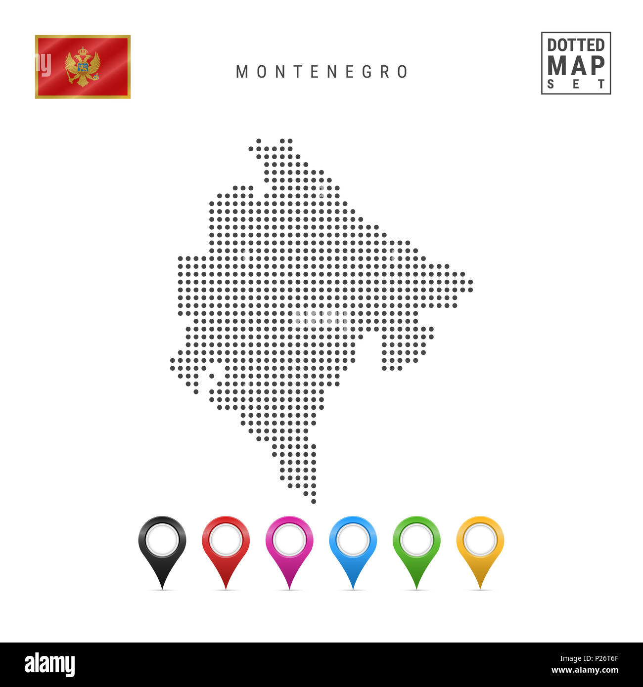 Dotted Map of Montenegro. Simple Silhouette of Montenegro. The National ...