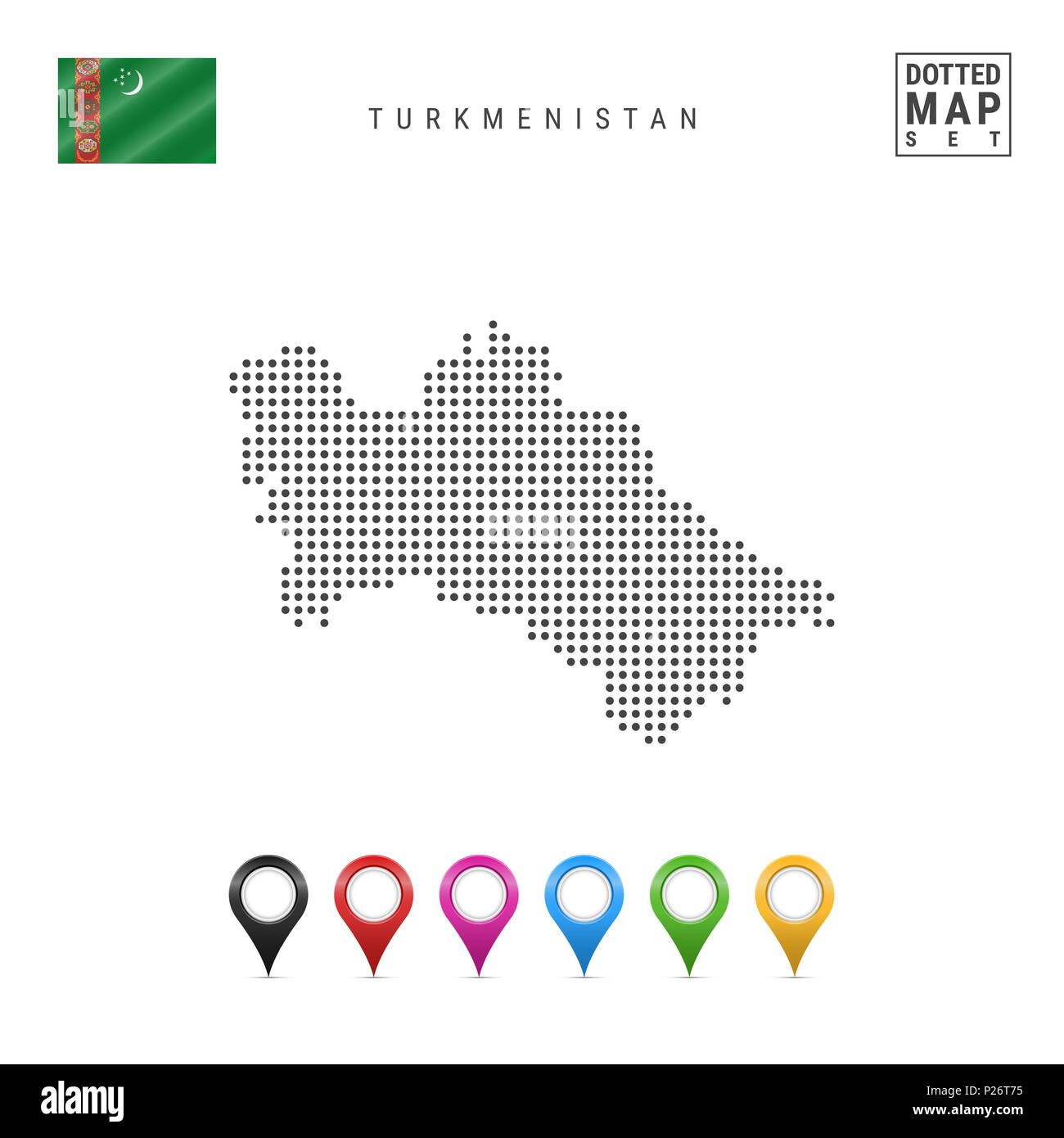 Dotted Map of Turkmenistan. Simple Silhouette of Turkmenistan. The ...