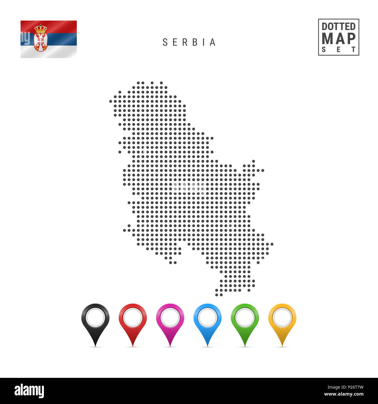 Dotted Map of Serbia. Simple Silhouette of Serbia. The National Flag of ...
