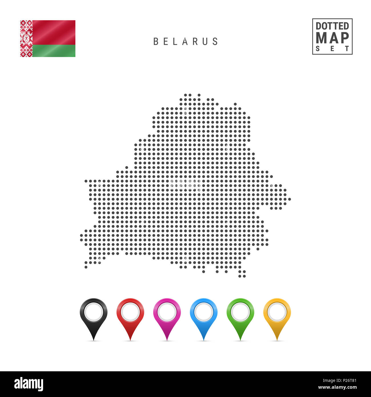 Dotted Map of Belarus. Simple Silhouette of Belarus. The National Flag ...