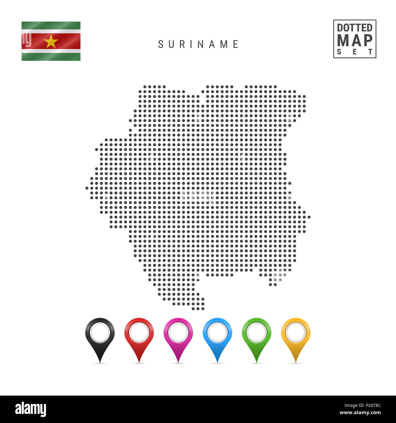 Dotted Map of Suriname. Simple Silhouette of Suriname. The National ...