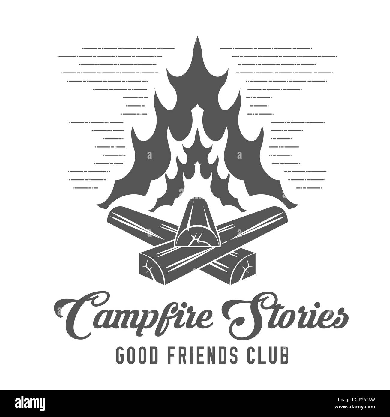 Campfire Stories - Forest Camp - Scout Club Emblem in Black and White ...