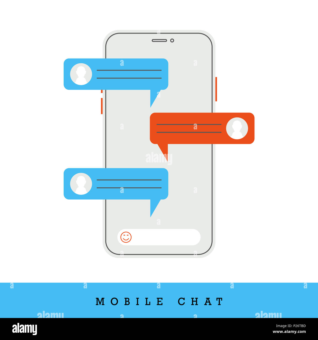 Mobile Chat Concept, Message Notifications. Flat Design and Thin Line ...