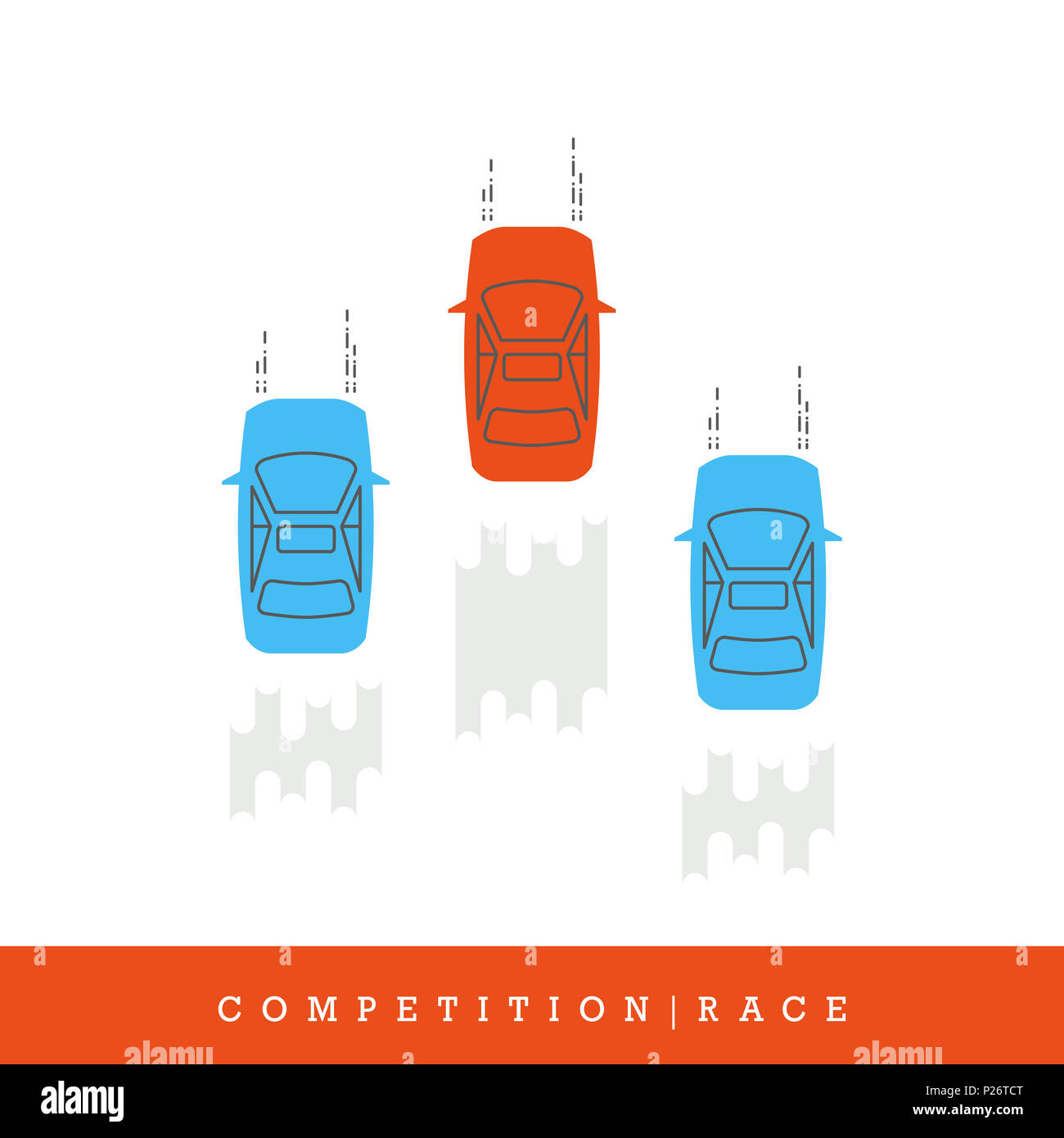 Race Cars Top View Icon Set. Simple Flat Style and Thin Line Icons ...