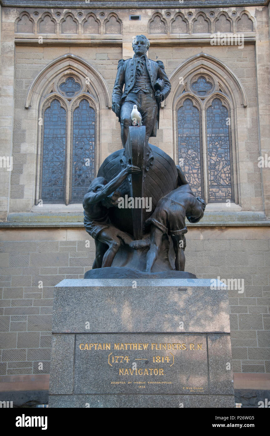 Statue of the pioneer navigator and explorer Captain Matthew Flinders ...