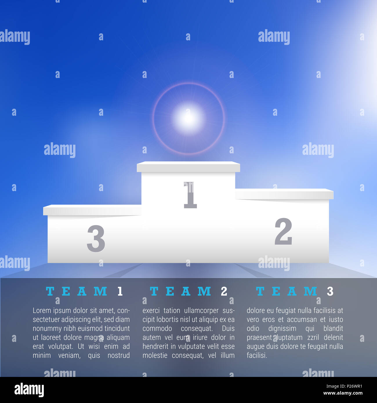 Winners Podium. Business Success Concept. Clear Pedestal on a Blue Sky ...