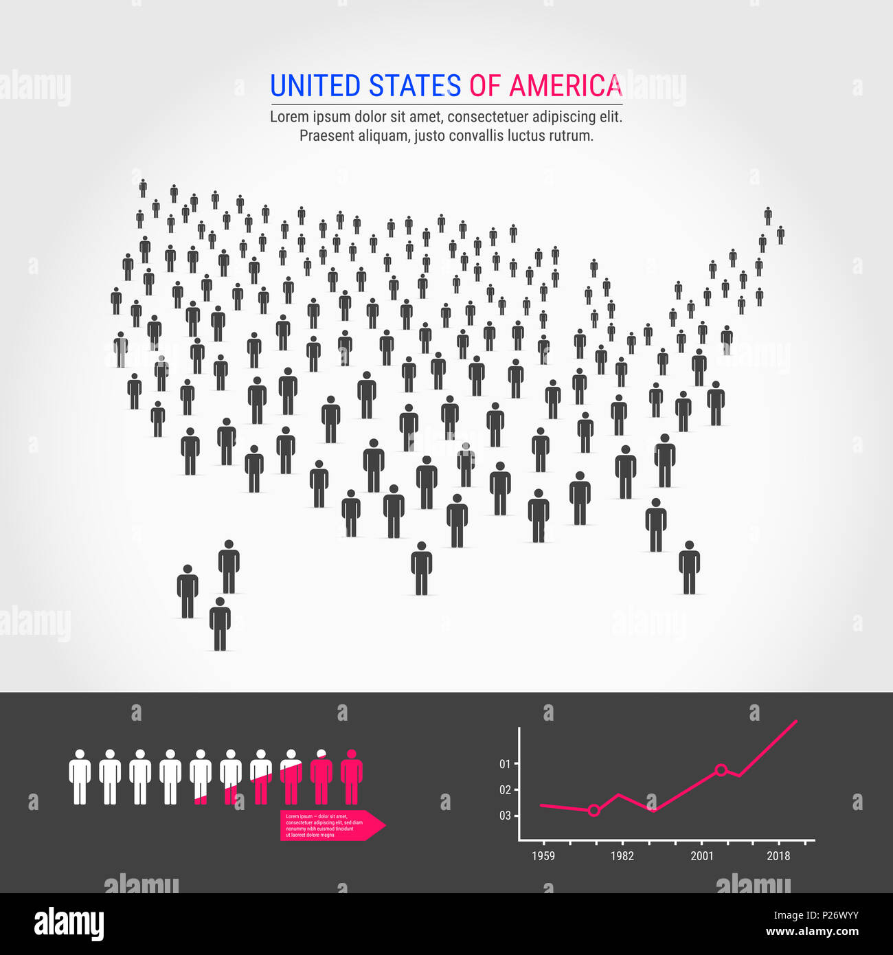 USA People Map. Map of the United States Made Up of a Crowd of People ...