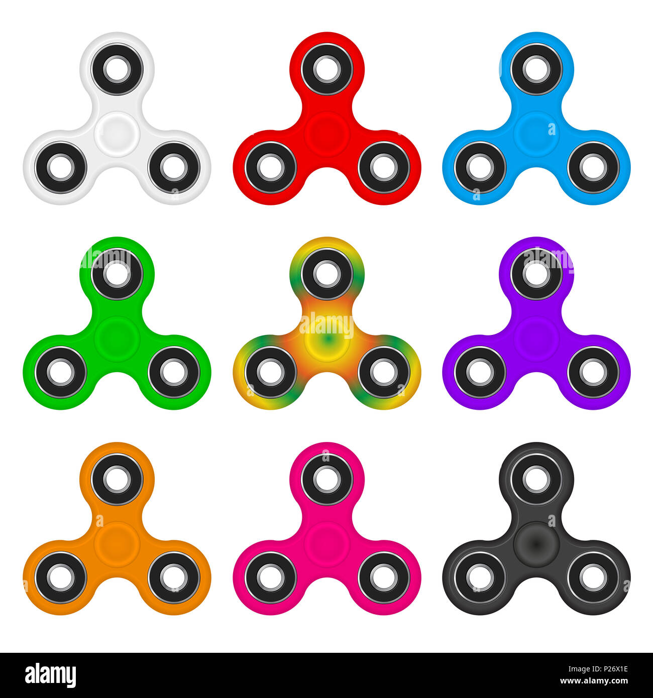 Hand Fidget Spinner Toy. Realistic Illustration. Different Colors to ...