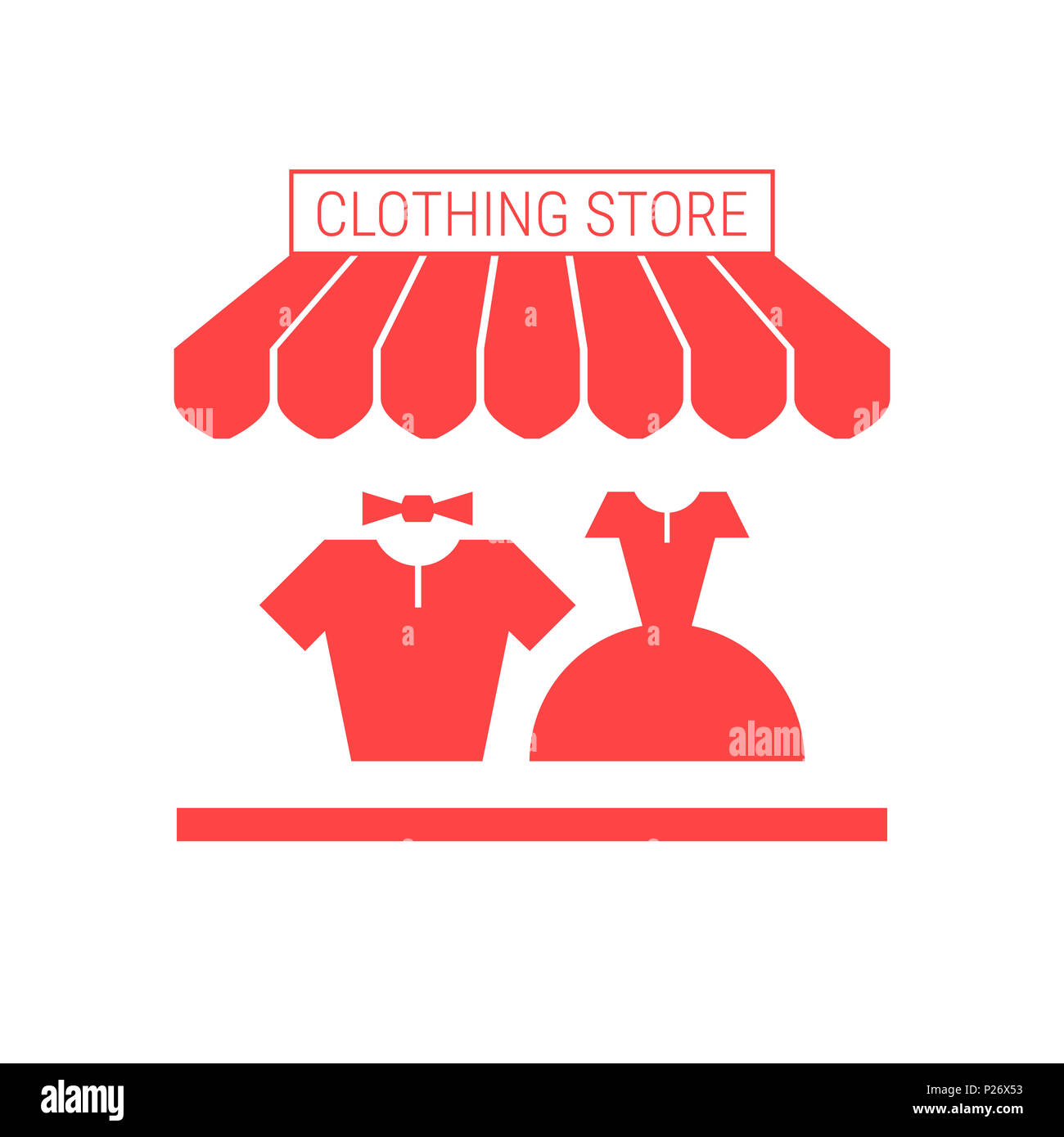 Clothing Store, Haberdashery Shop Single Flat Icon. Striped Awning and ...