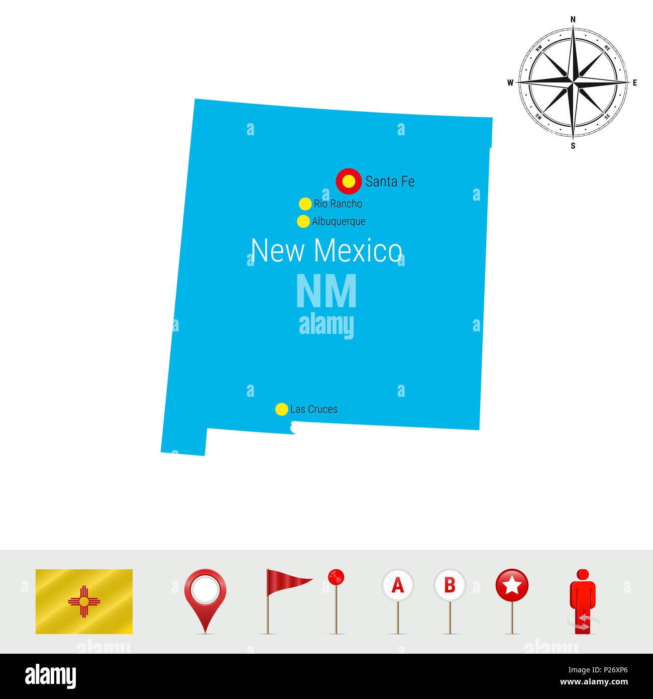 New Mexico Map Isolated on White Background. Detailed Silhouette of New ...