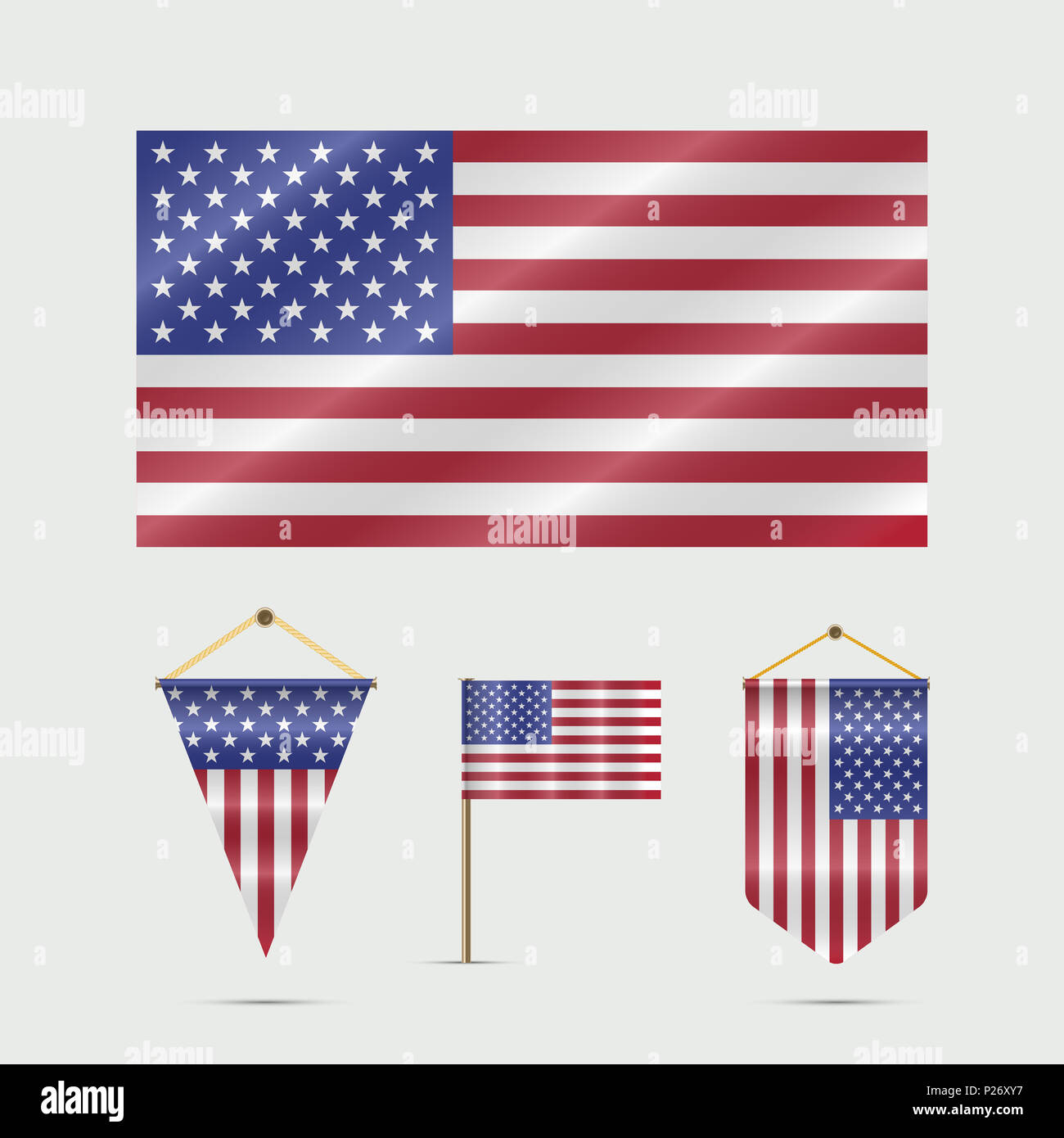 United States Flag, Pennants and US Flag on the Stand. Illustration ...