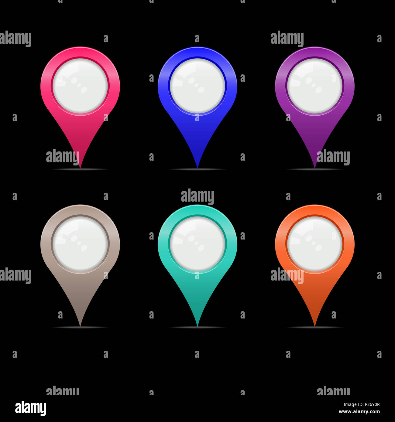 3d realistic location map pin gps pointer markers hi-res stock ...