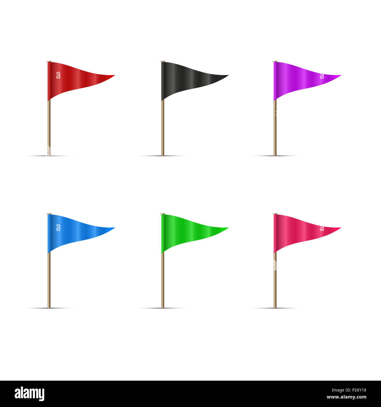 Colored Map Pin Flag Set. Map Markers in the Form of Waved Triangular ...