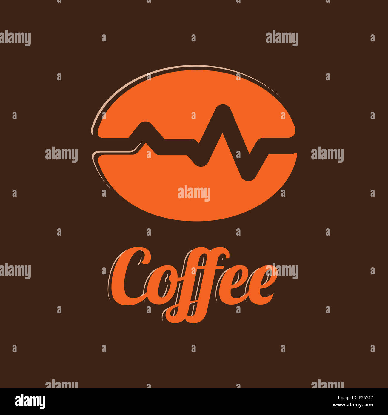 Stylized Coffee Bean with -Coffee- Inscription Stock Photo - Alamy