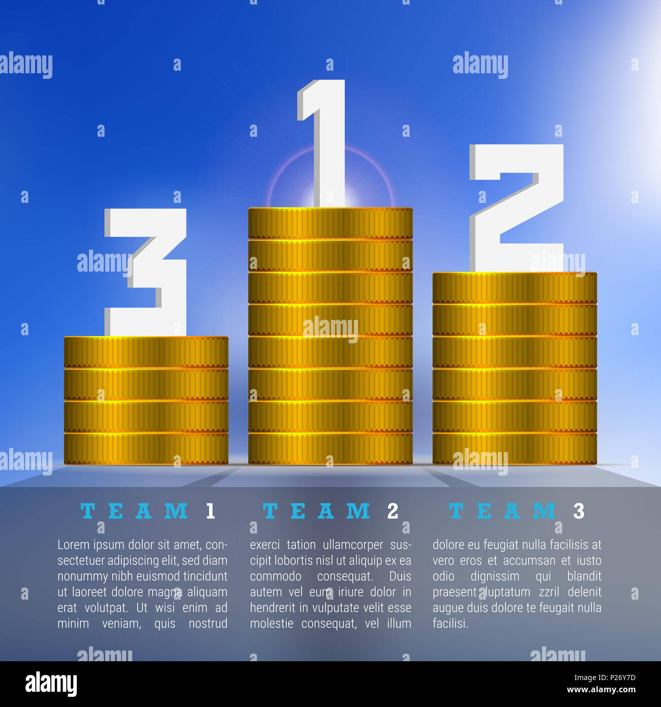 Gold Coins Winning Podium with Numbers 1, 2, 3. Business Success ...