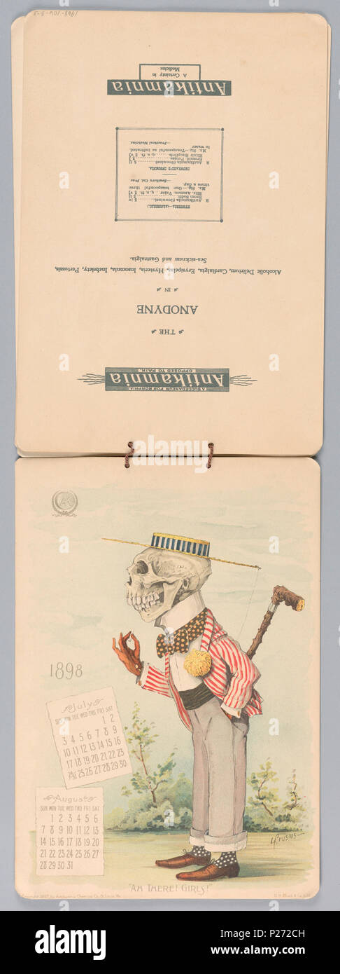 . English: Calendar, The Antikamnia Calendar, 1898 . English: 1898 ...