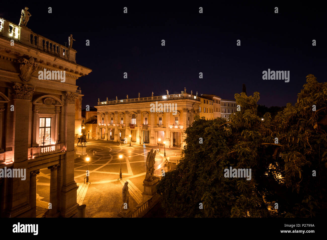 Italy, Lazio, Province of Rome, Rome. Capitolium by night Stock Photo ...