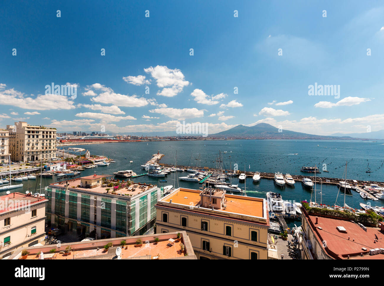 Italy, Campania, Province of Naples, Naples. View on Naples and Mount ...