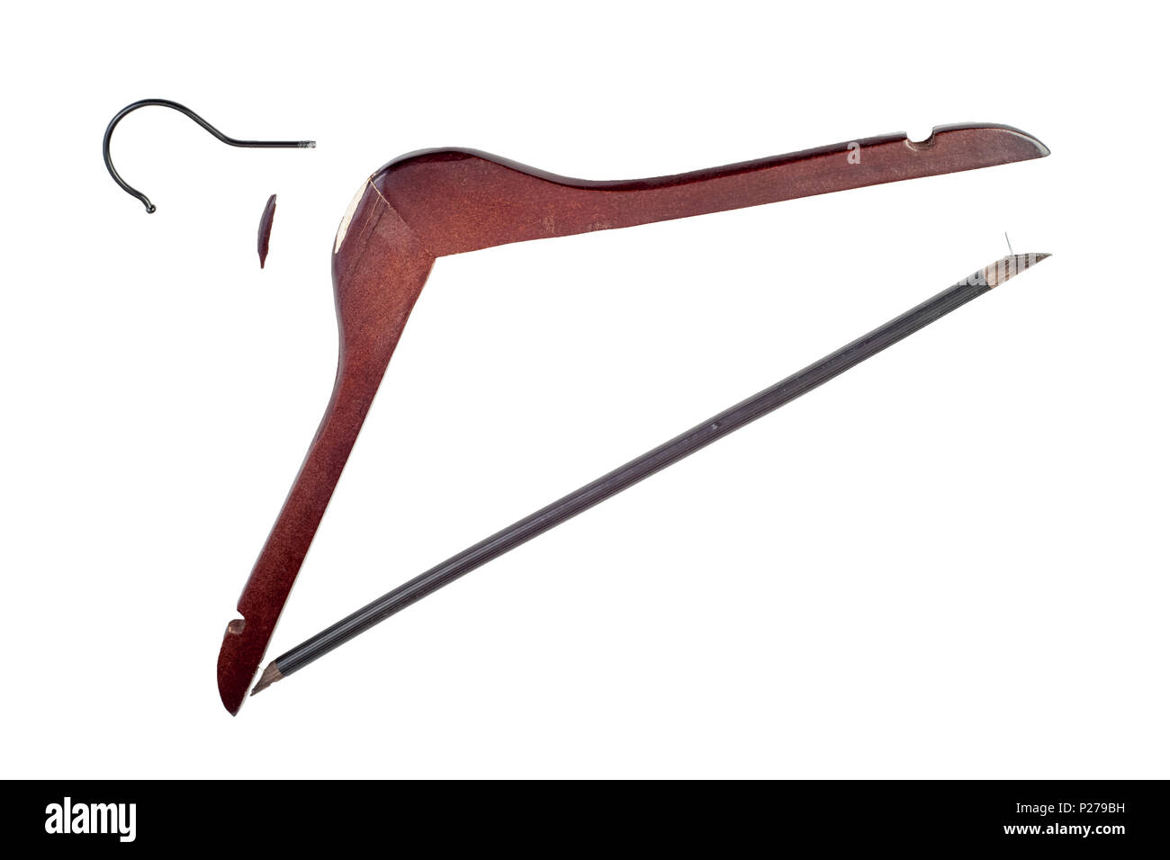 Broken Wooden brown clothes rack isolated on white background Stock ...