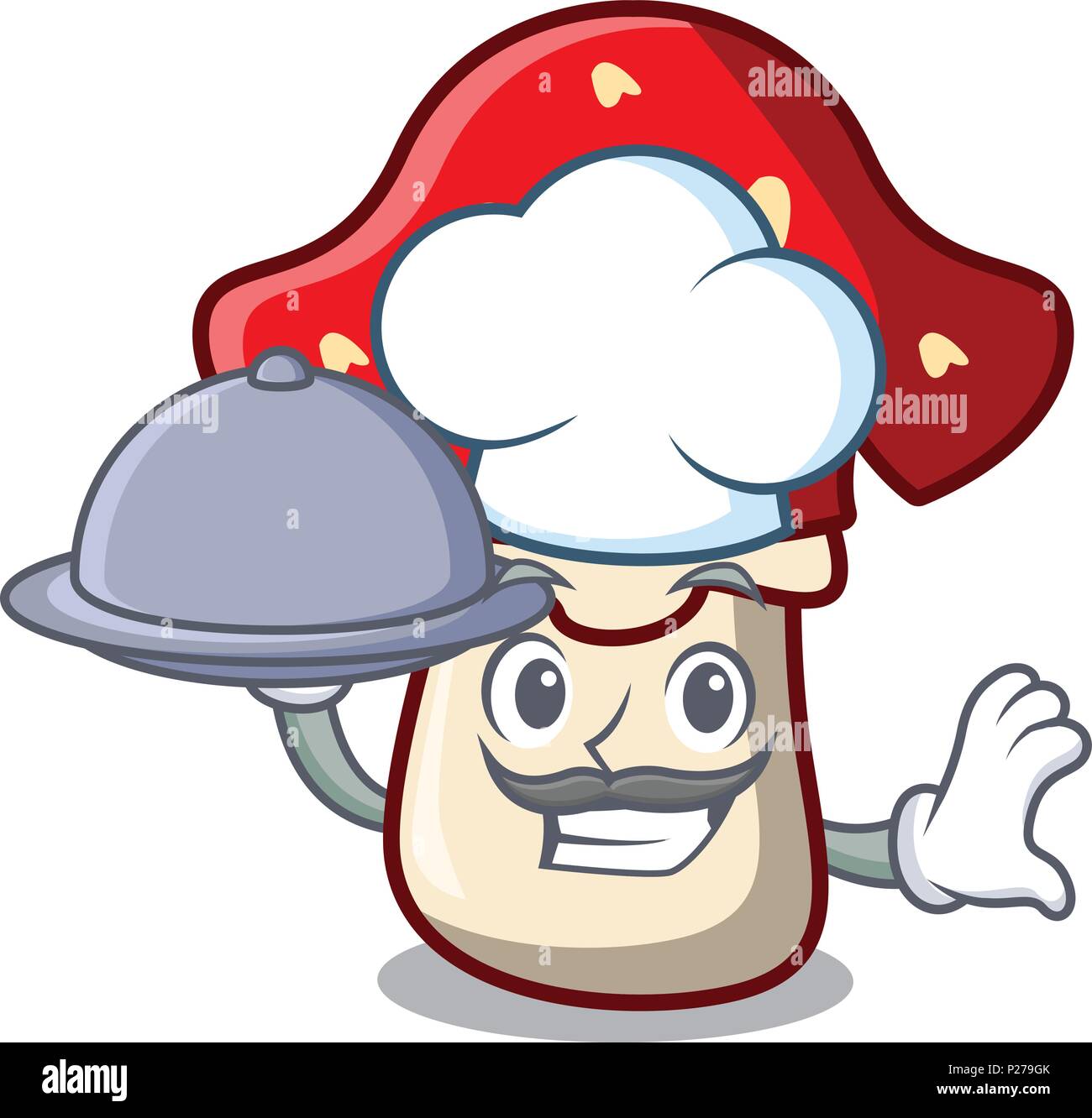 Chef with food amanita mushroom mascot cartoon Stock Vector Image & Art ...