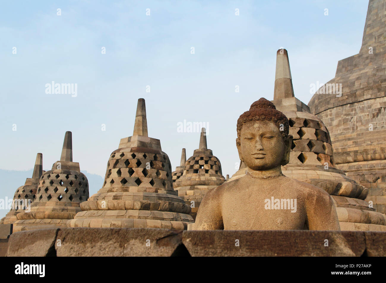 Borobudur Temple with the Buddha statue, Yogyakarta, Java, Indonesia ...