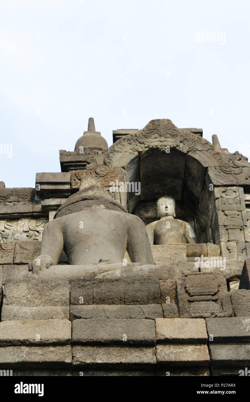 Borobudur Temple with the Buddha statue, Yogyakarta, Indonesia Stock ...
