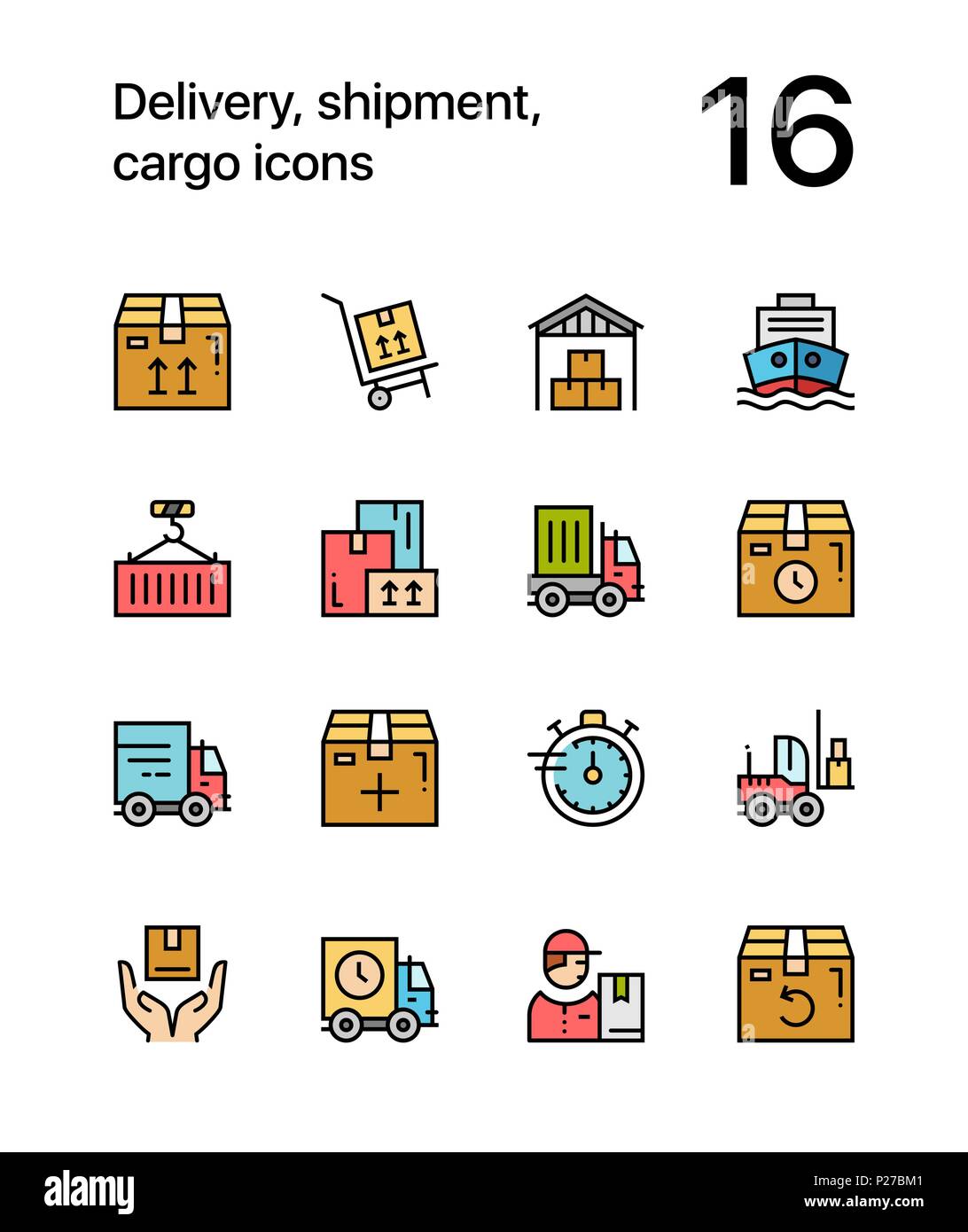 Colored Delivery, shipment, cargo icons for web and mobile design pack ...