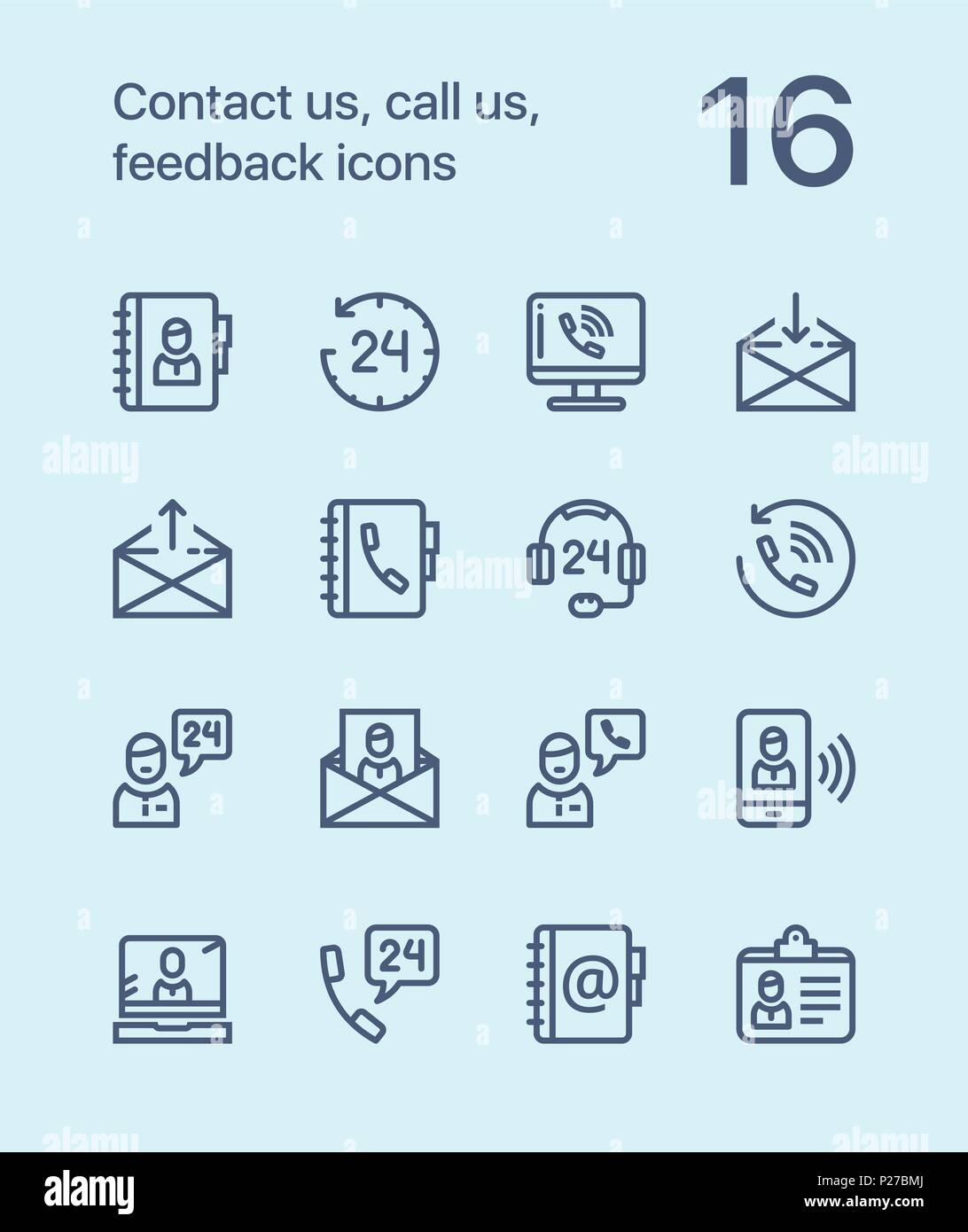 Outline Contact us, call us, feedback icons for web and mobile design ...
