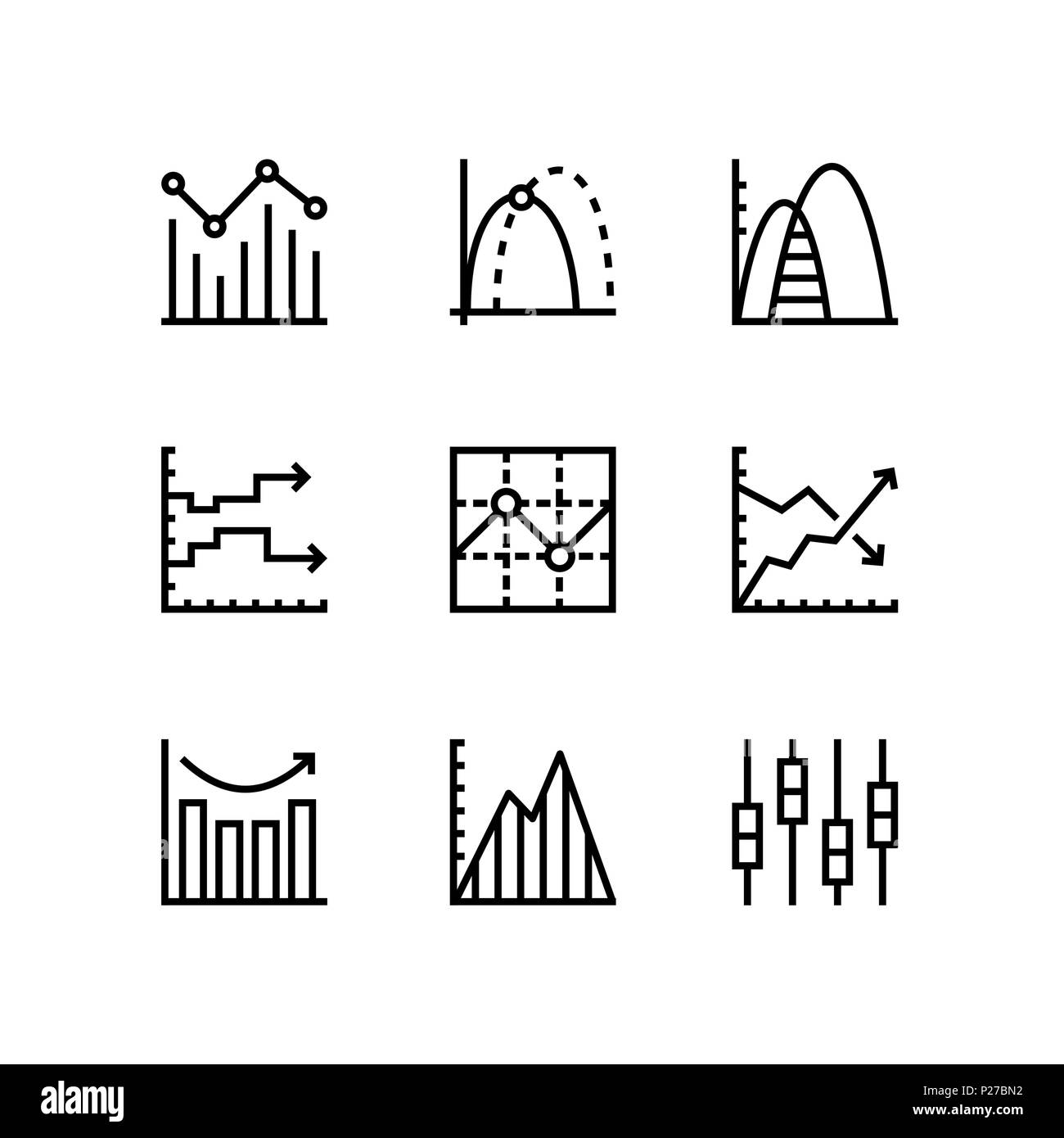 Data analysis, chart, diagram vector simple icons for web and mobile ...