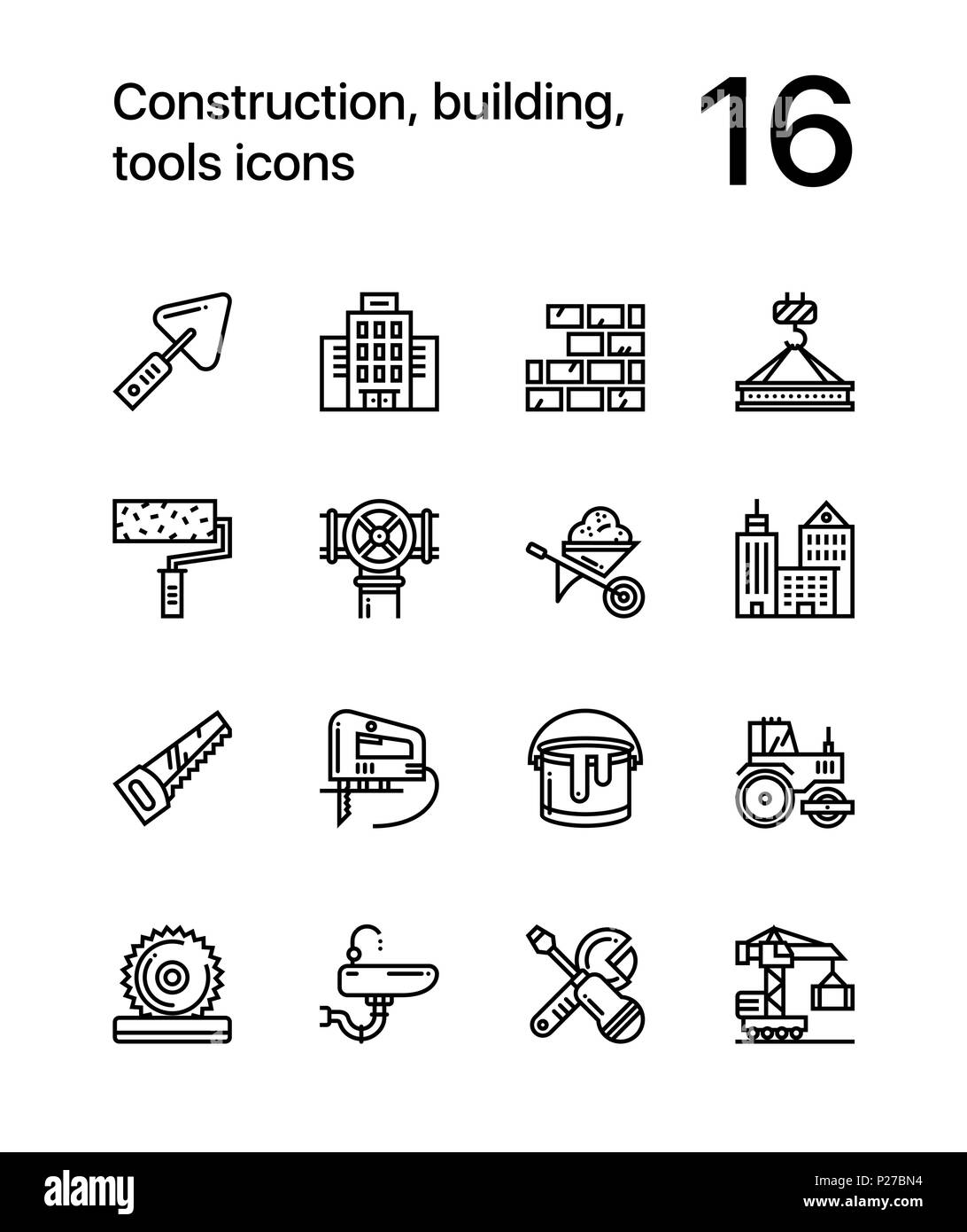 Construction, building, tools seamless vector outline icons for web and ...