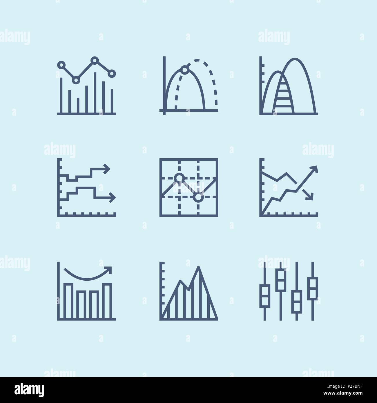 Outline Data analysis, chart, diagram vector simple icons for web and ...