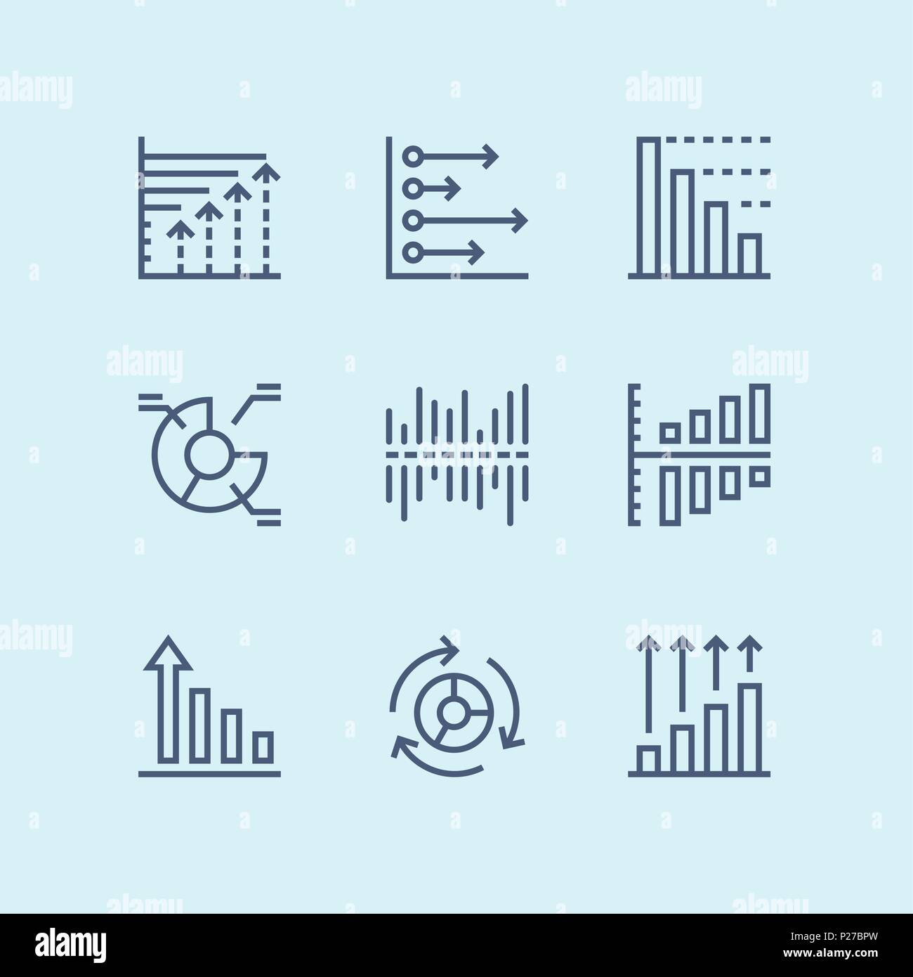 Outline Data analysis, chart, diagram vector simple icons for web and ...