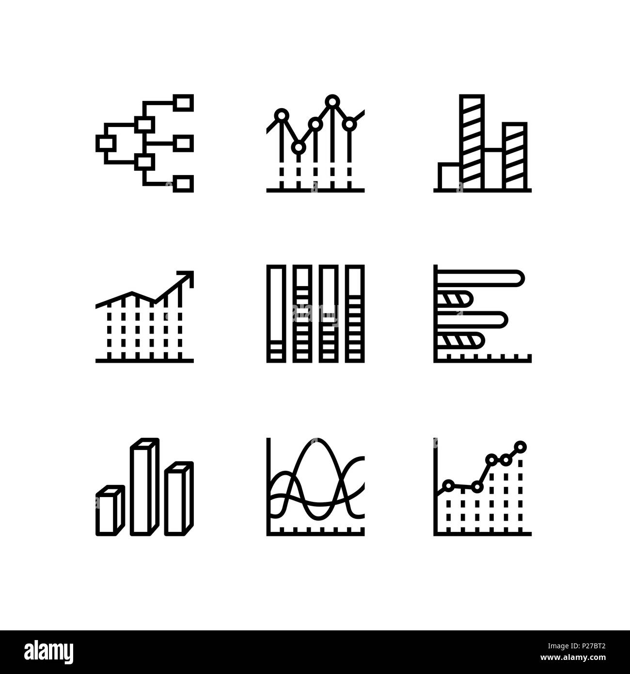 Data analysis, chart, diagram vector simple icons for web and mobile ...