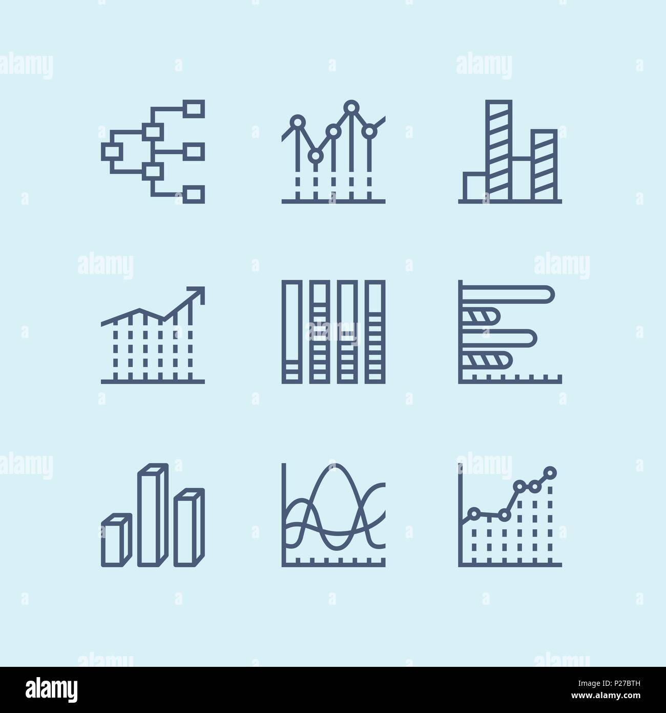 Outline Data analysis, chart, diagram vector simple icons for web and ...