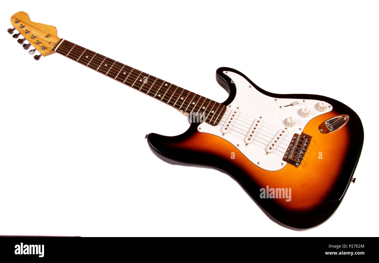 Electric guitar over white background, horizontal image Stock Photo - Alamy
