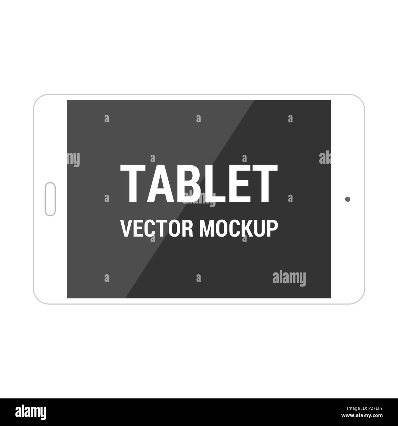 White isolated tablet vector flat mockup on white background Stock ...