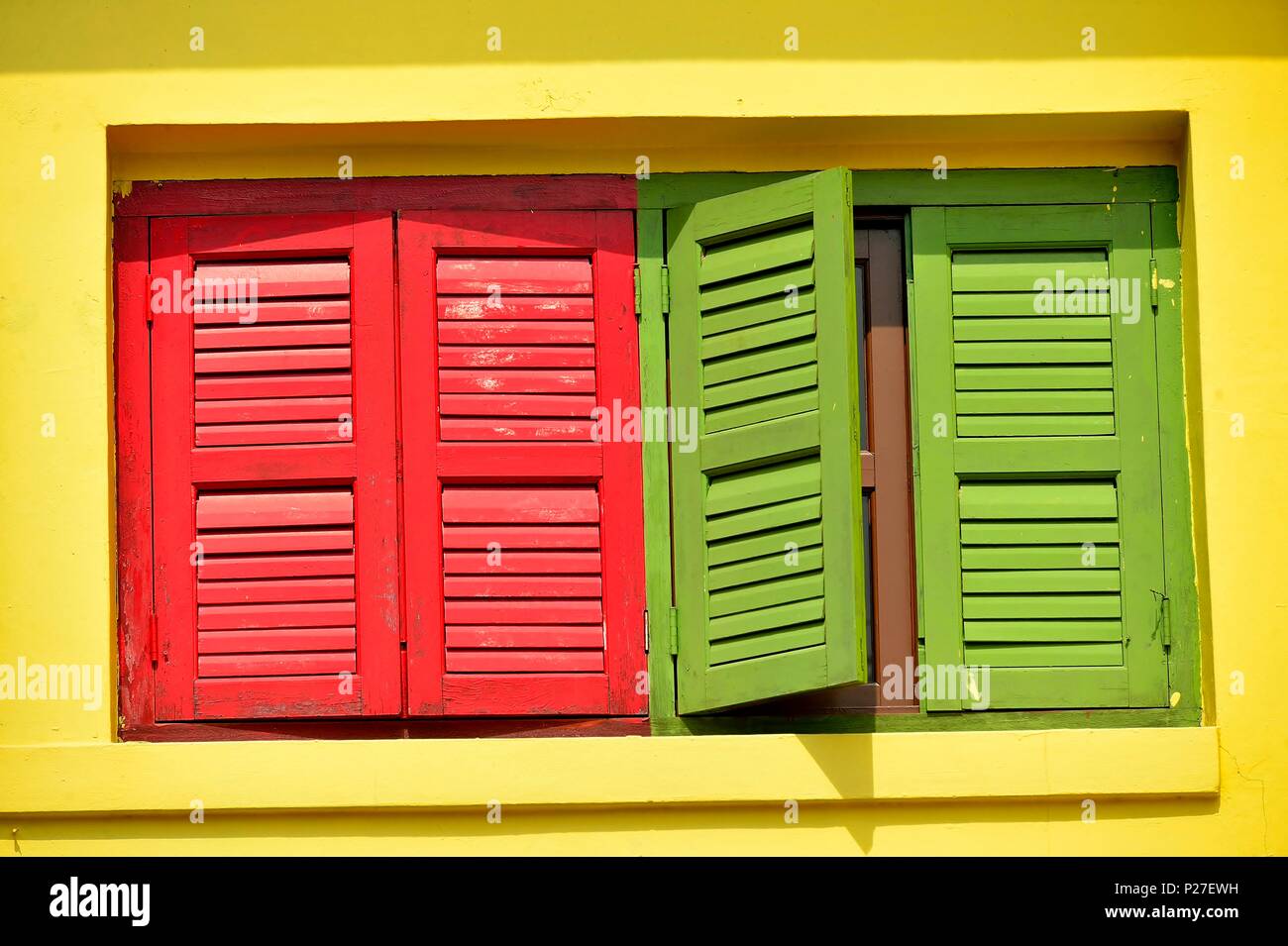 Green shutters yellow house hi-res stock photography and images - Alamy
