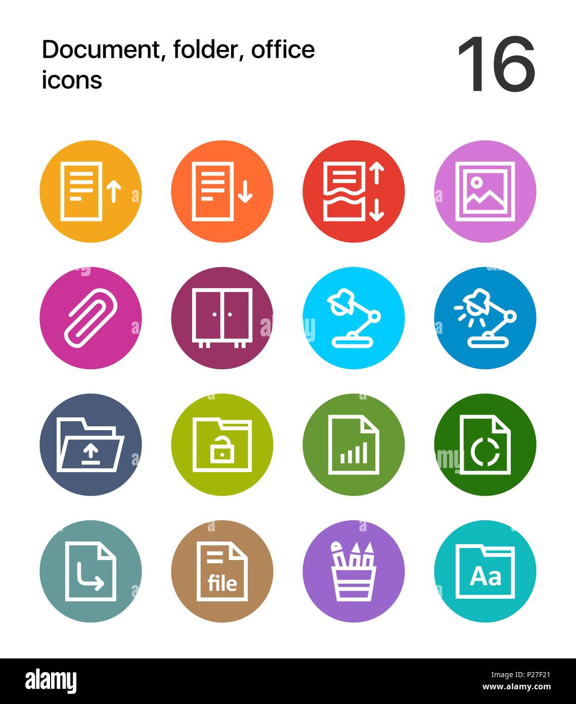 Colorful Document, folder, office icons for web and mobile design pack ...