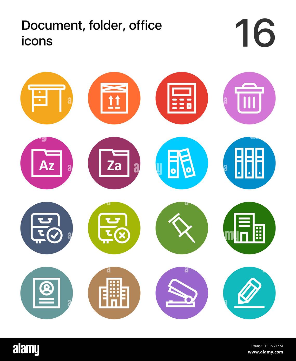 Colorful Document, folder, office icons for web and mobile design pack ...